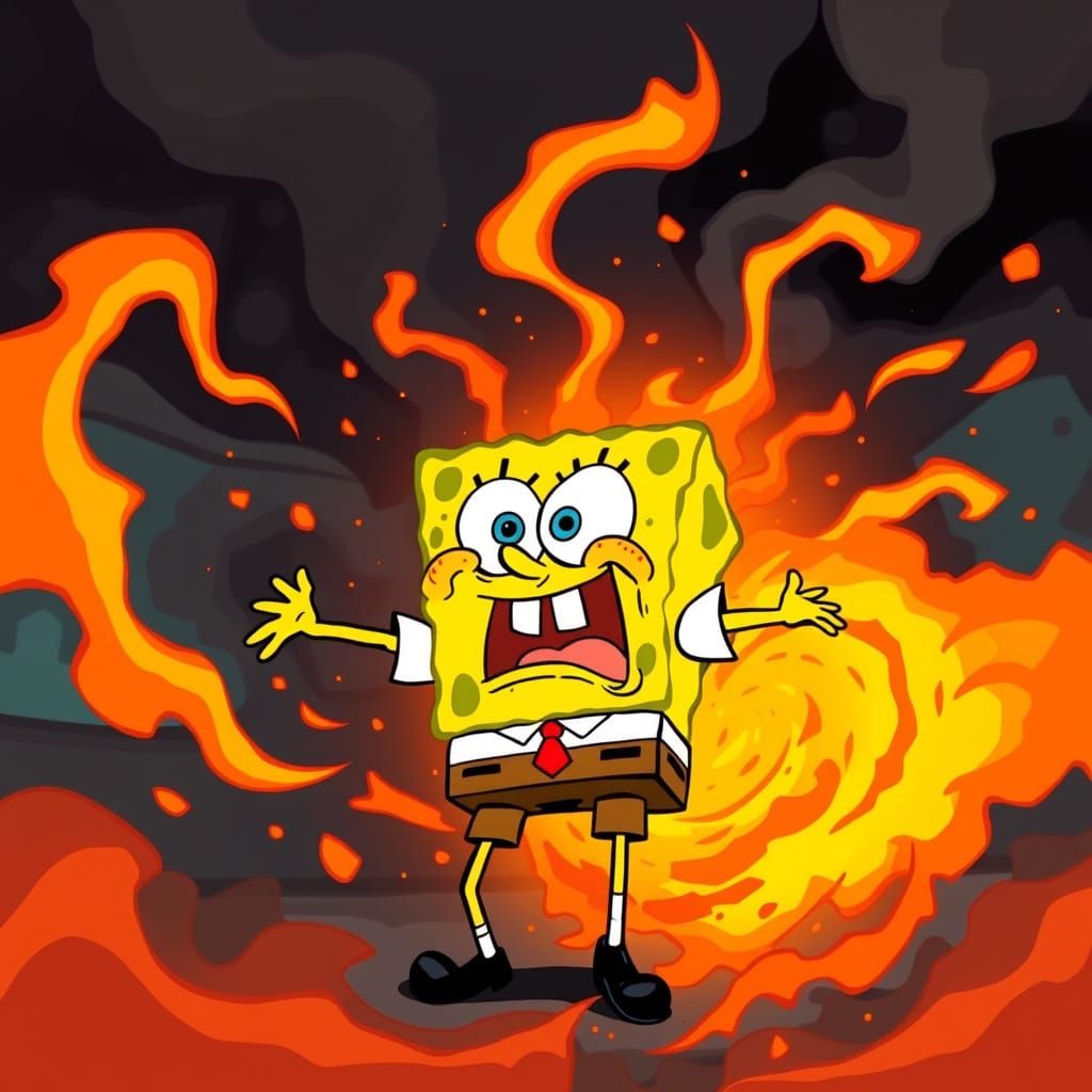spongebob getting set on fire - SpongeBob SquarePants Engulf...