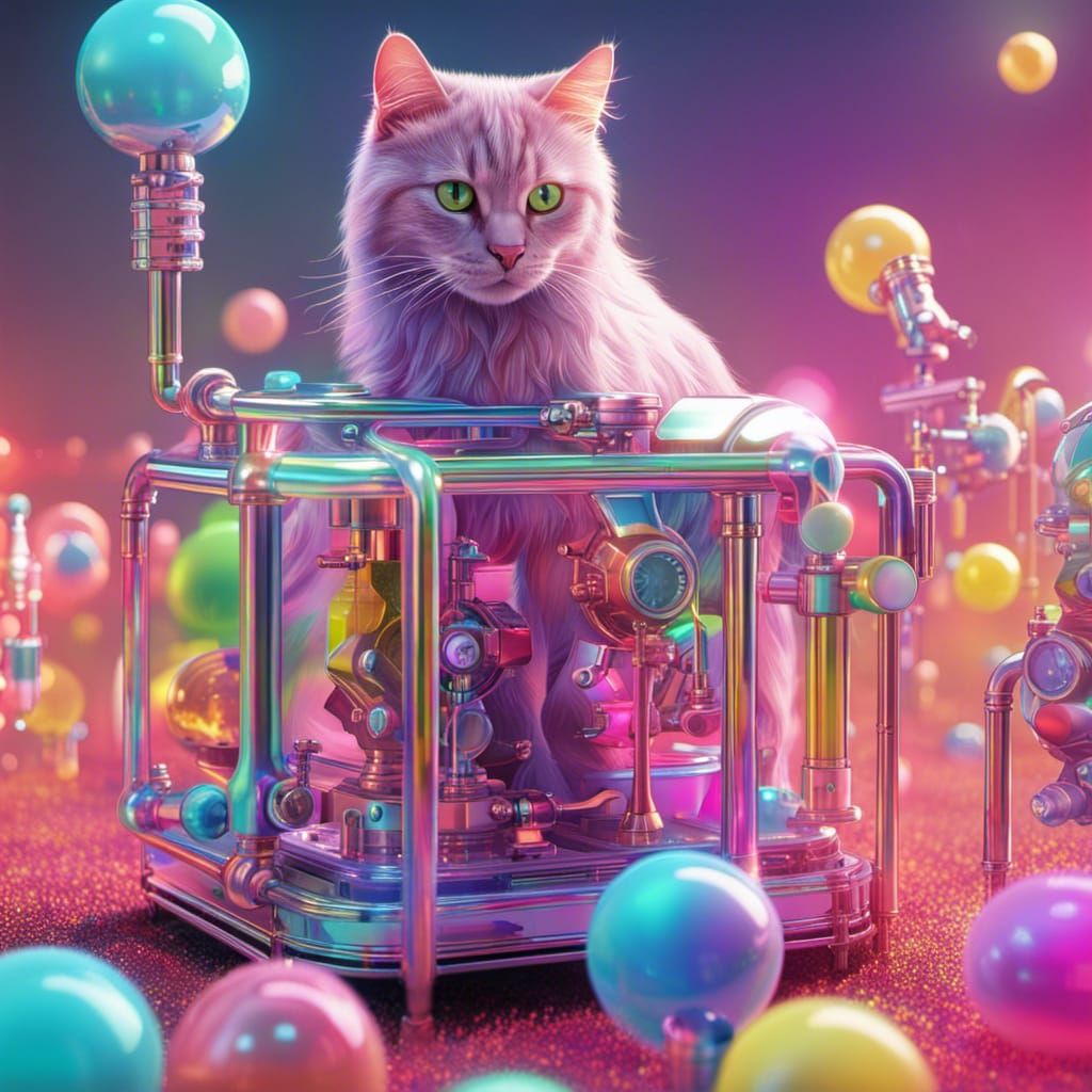 Rainbow Cat Machine - AI Generated Artwork - NightCafe Creator