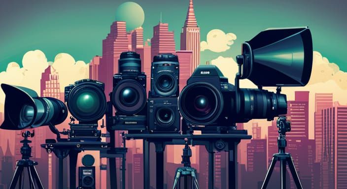 camera with lens and studio equipment - AI Generated Artwork ...