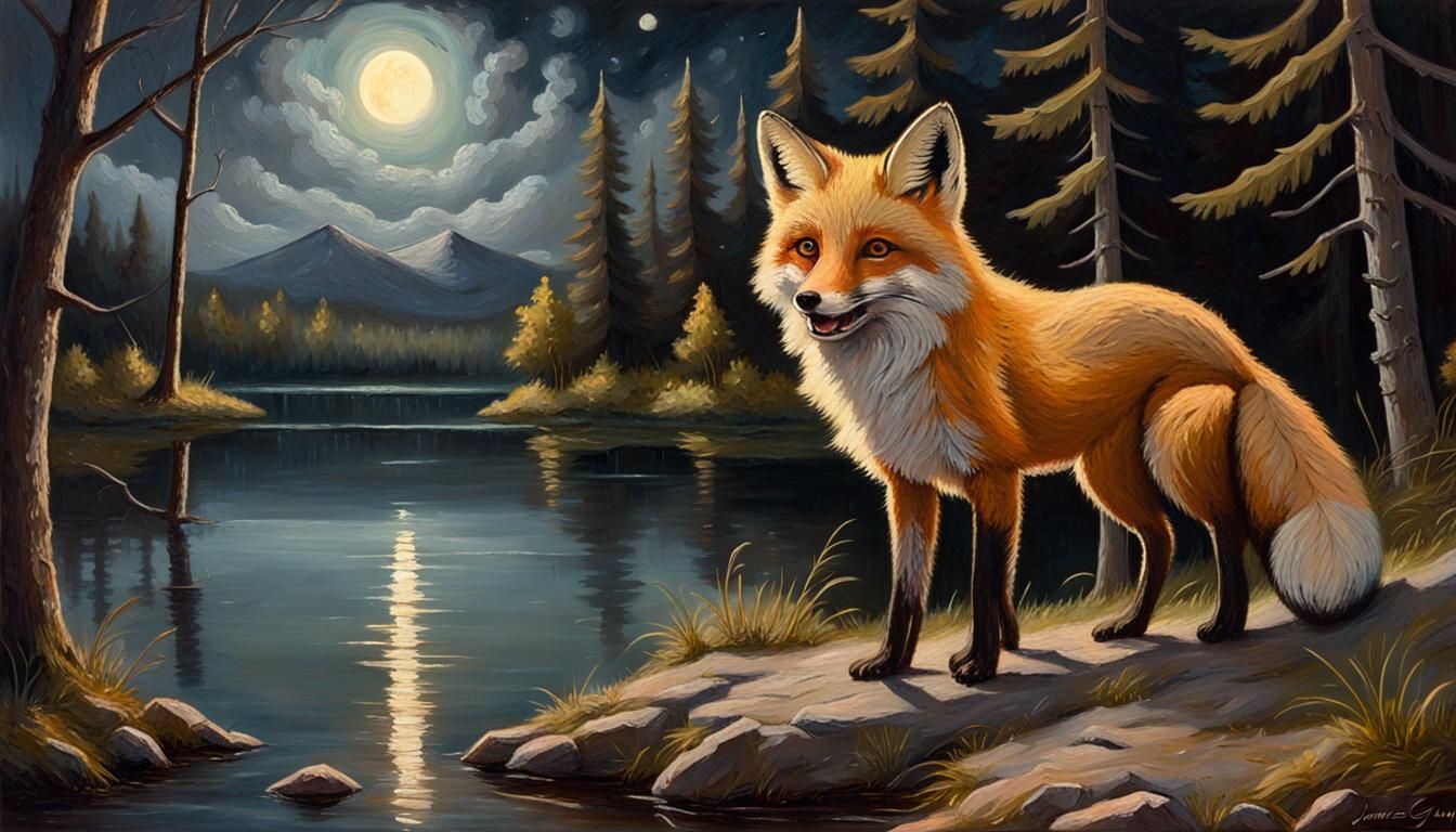 the little cute fluffy golden fox felt immense joy and excitement. show ...