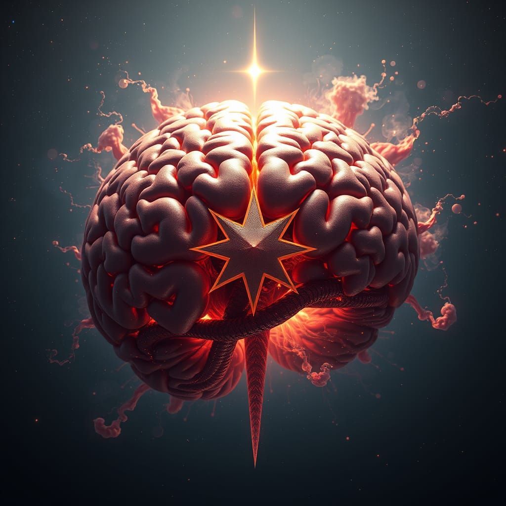 A Brain-like Celestial Entity Encompassing a Radia... - AI Art