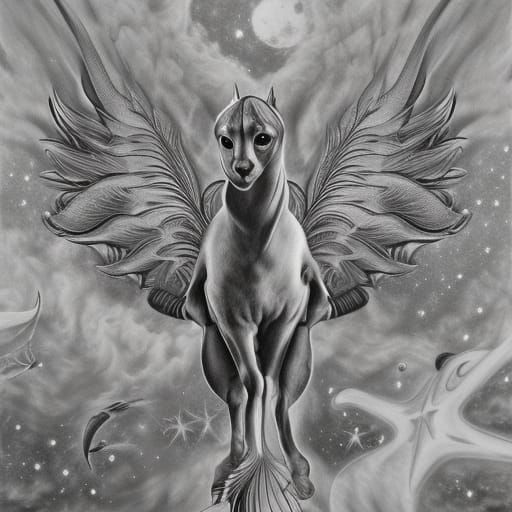 Charcoal - winged cheetah : r/nightcafe