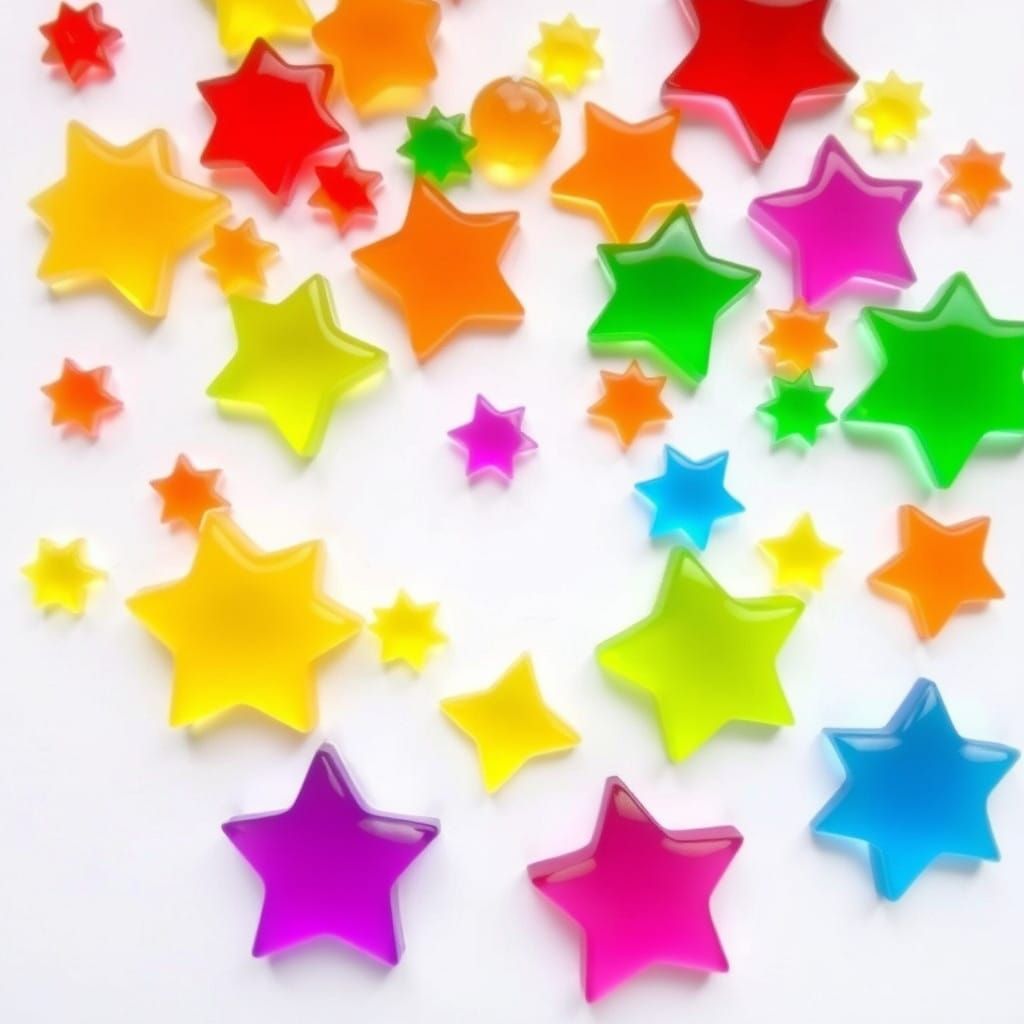 Plain translucent sparkles made of Jell-O, assorted colors ...