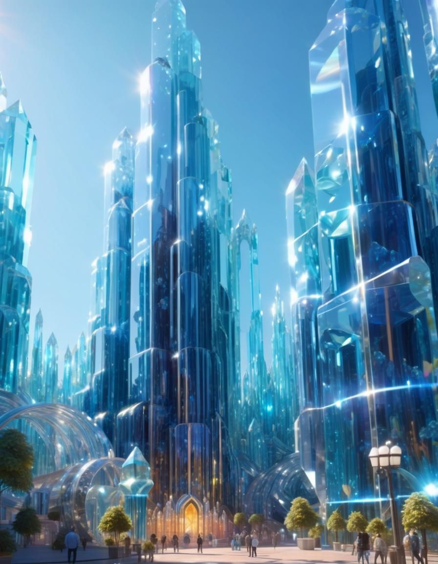A made-of-crystal cityscape in dreamscape world. - AI Generated Artwork ...