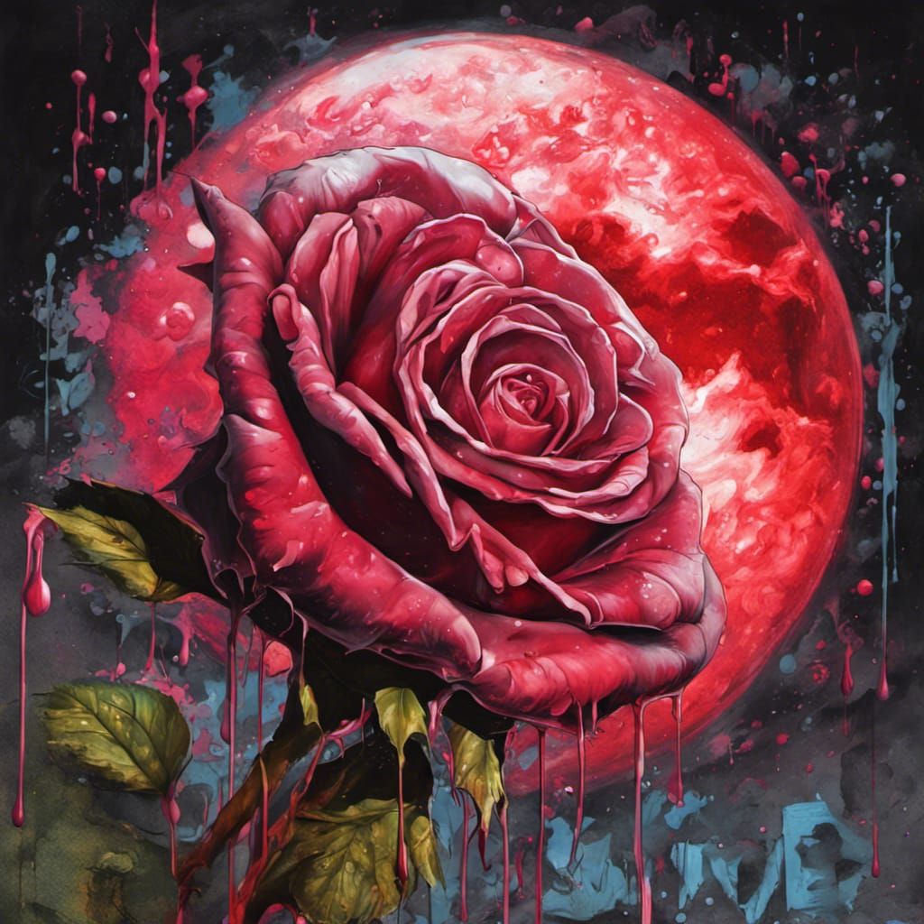 Blood moon rose - AI Generated Artwork - NightCafe Creator