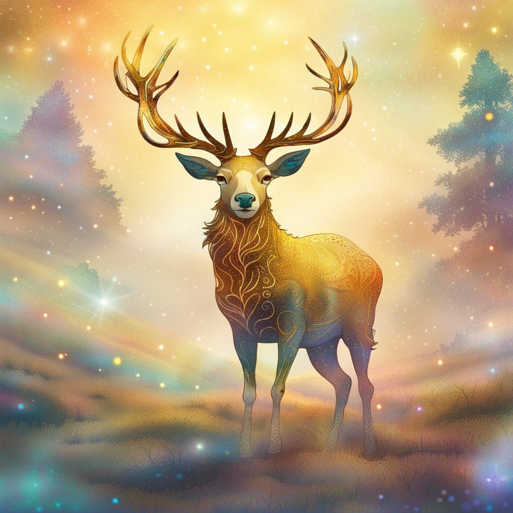 The mythical golden stag - AI Generated Artwork - NightCafe Creator