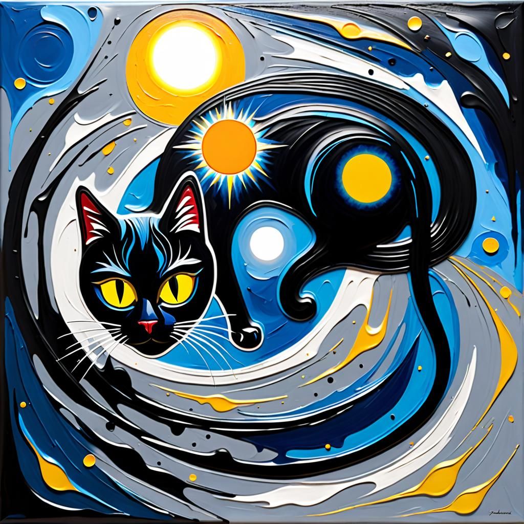 black cat and solar eclipse - AI Generated Artwork - NightCafe Creator