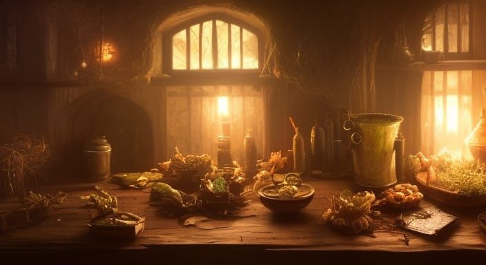 Potion Making Station - AI Generated Artwork - NightCafe Creator
