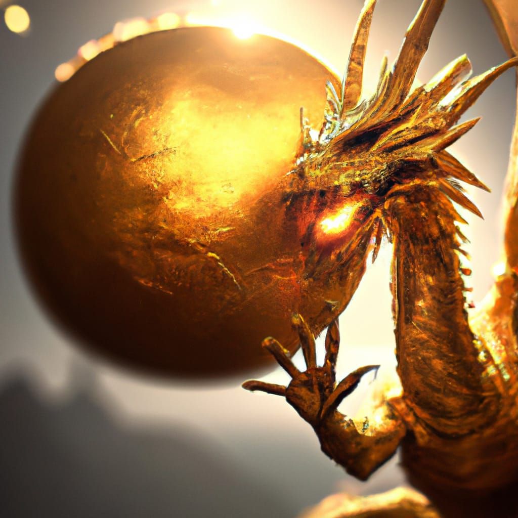 Insanely detailed immersive cinematic photography of a golden dragon ...