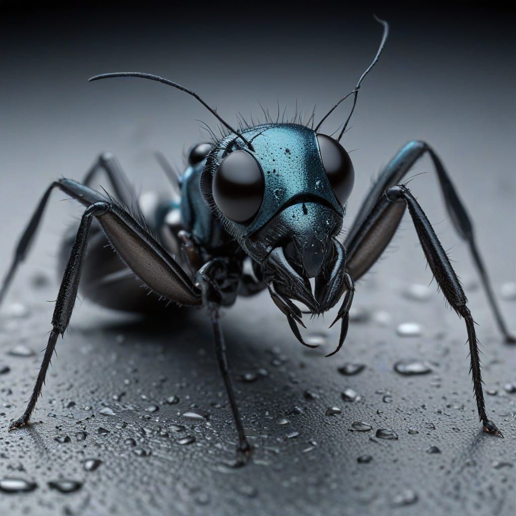 Intricate Ant in Photorealistic Microscopic Landsc... - AI Art