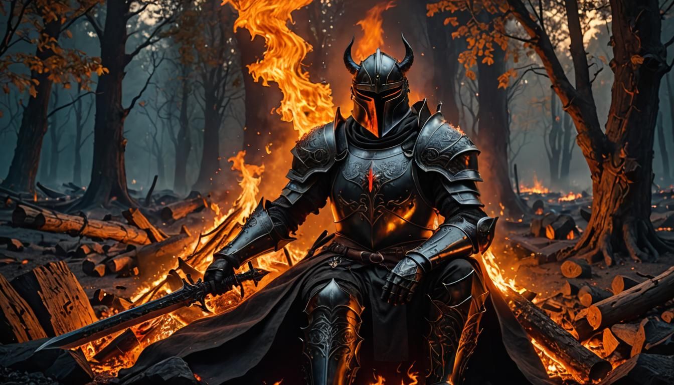 Demonic knight rest near campfire - AI Generated Artwork - NightCafe ...