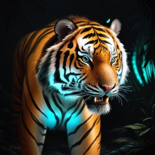 STUNNINGLY BEAUTIFUL very detailed Bioluminescence Tiger FINELY ...