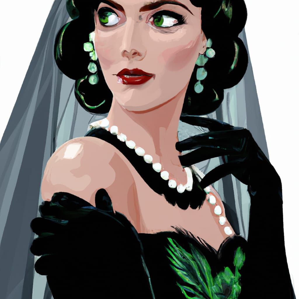 woman wearing a 1950's styled black cocktail dress. Her Dark brown hair ... woman wearing a 1950's styled black cocktail dress. Her Dark brown hair ...