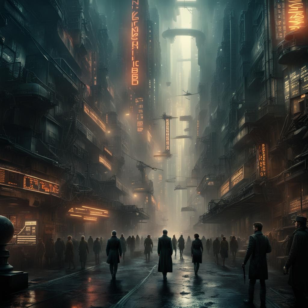 Dystopian Street - AI Generated Artwork - NightCafe Creator