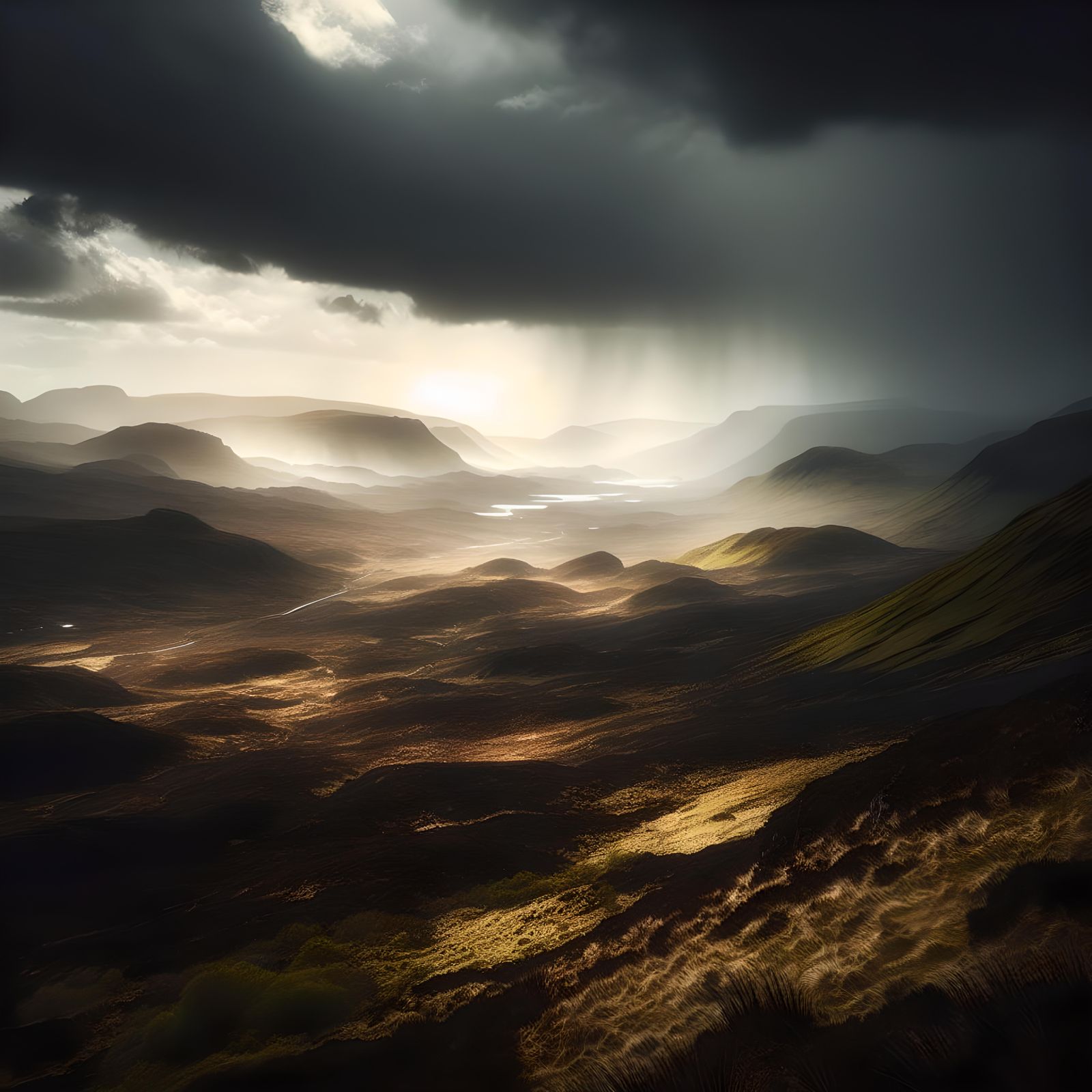 Photograph of the Scottish moors near the Glen Coe in the spring, just ...
