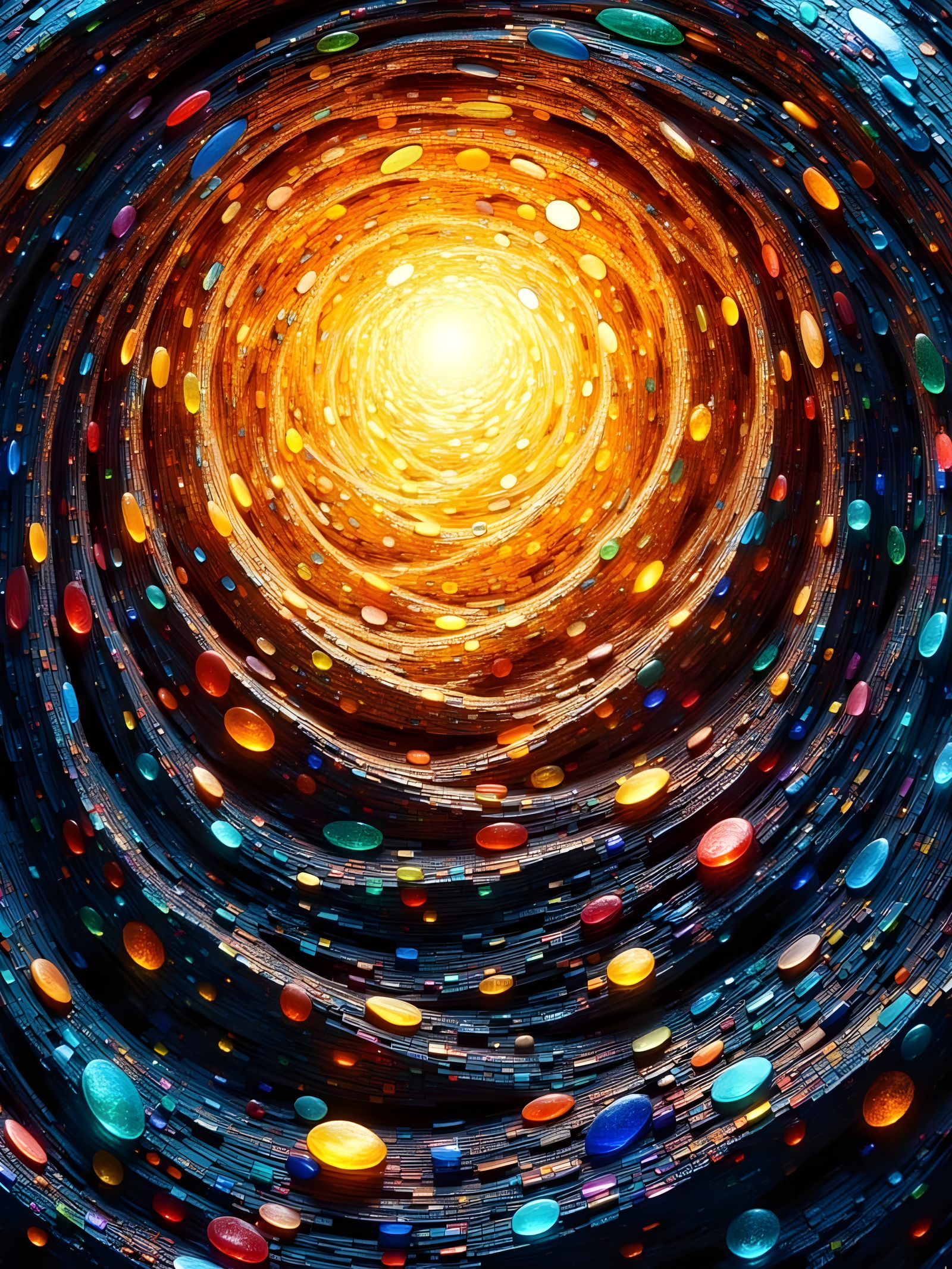 A maximalist mosaic stained glass of a beautiful & realistic,vignette ...