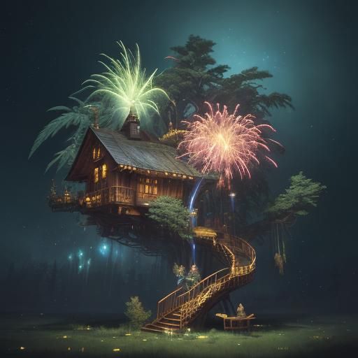 Unusual tree house made for marijuana users DJ sound system 3d ...