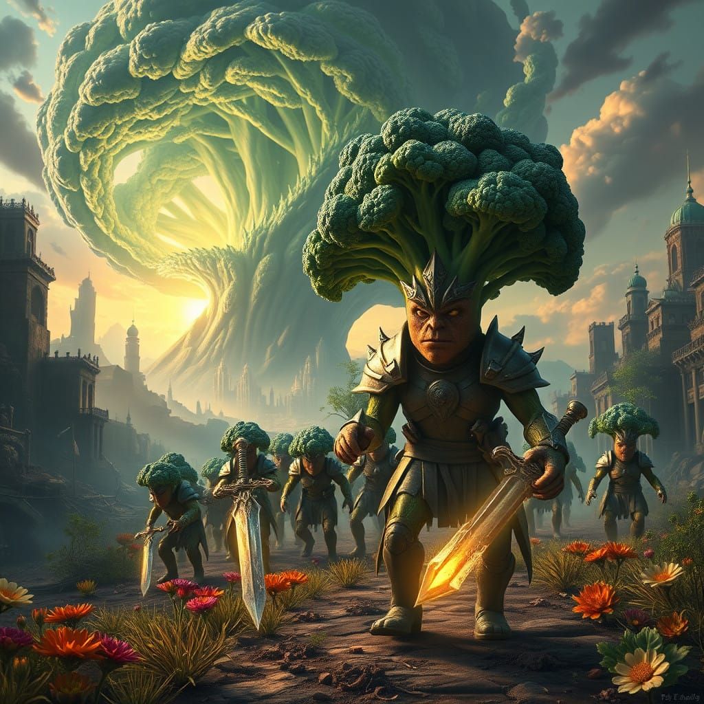 Broccoli King Leads Vegetables in Dystopian Reveng... - AI Art