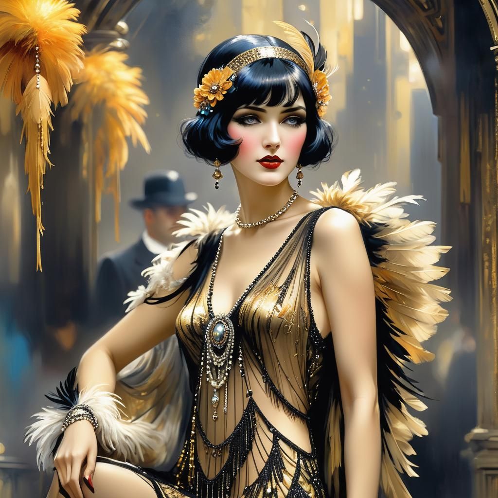 1920s gorgeous young flapper - AI Generated Artwork - NightCafe Creator