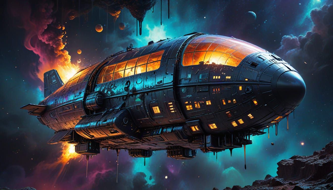 Is that a spaceship? - Cyberpunk Zeppelin Soars Through the...