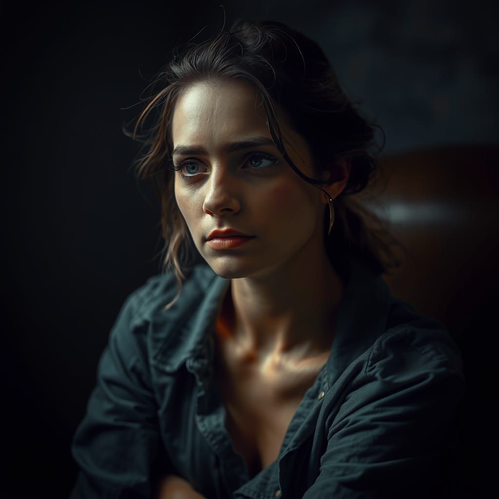 Introspective Woman Lost in Existential Thought - AI Art