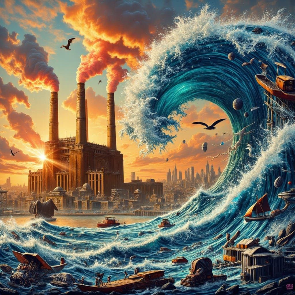 Wave Form Collapse - Surreal Wave Form Collapse in Cyberpun...