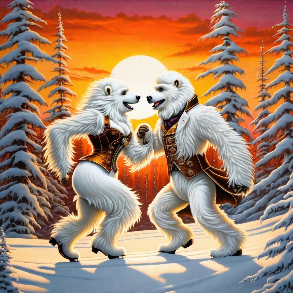 Yeti Sunset Dance - AI Generated Artwork - NightCafe Creator