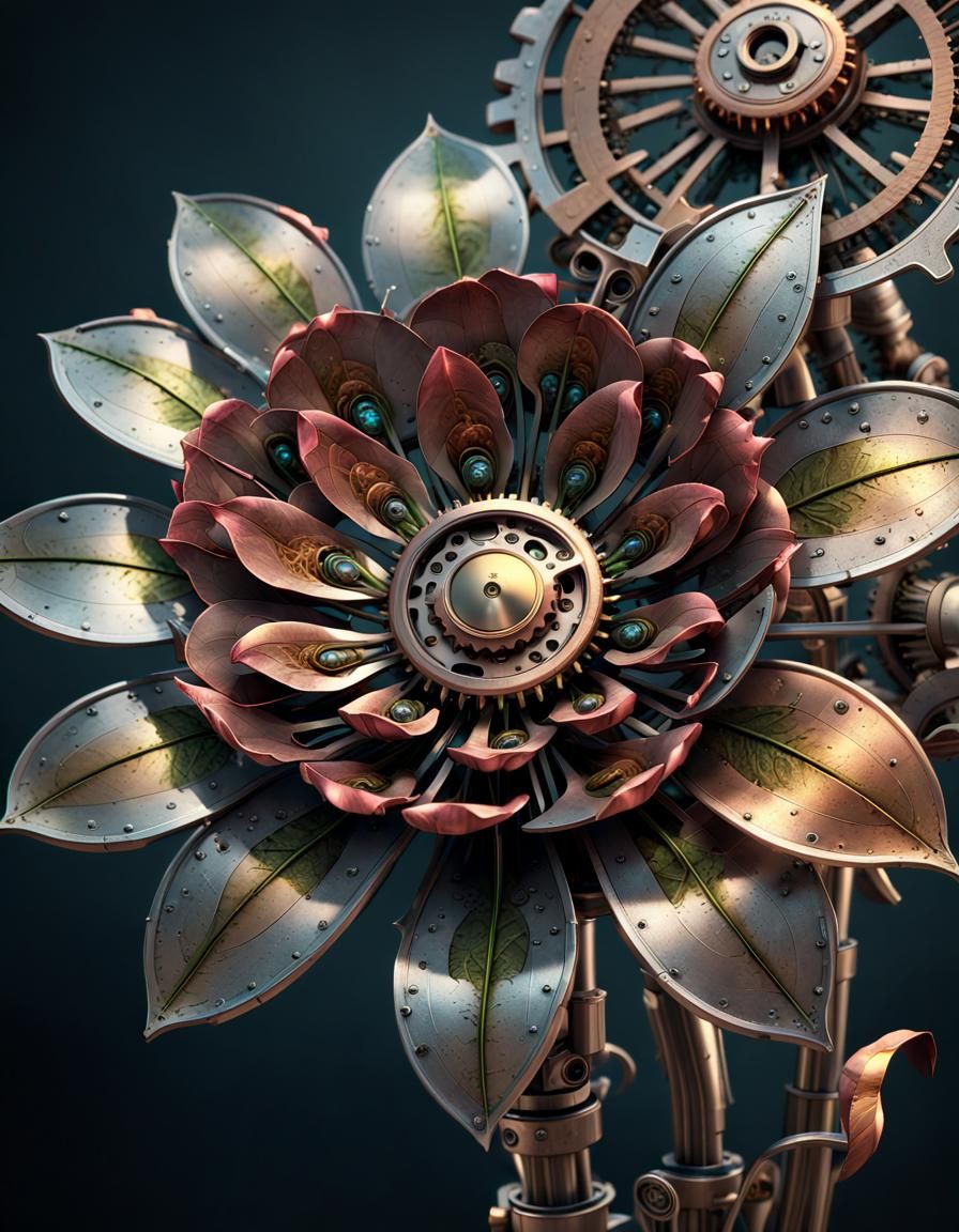 multilayer metal mechanical mechanism steampunk flower. the flower ...