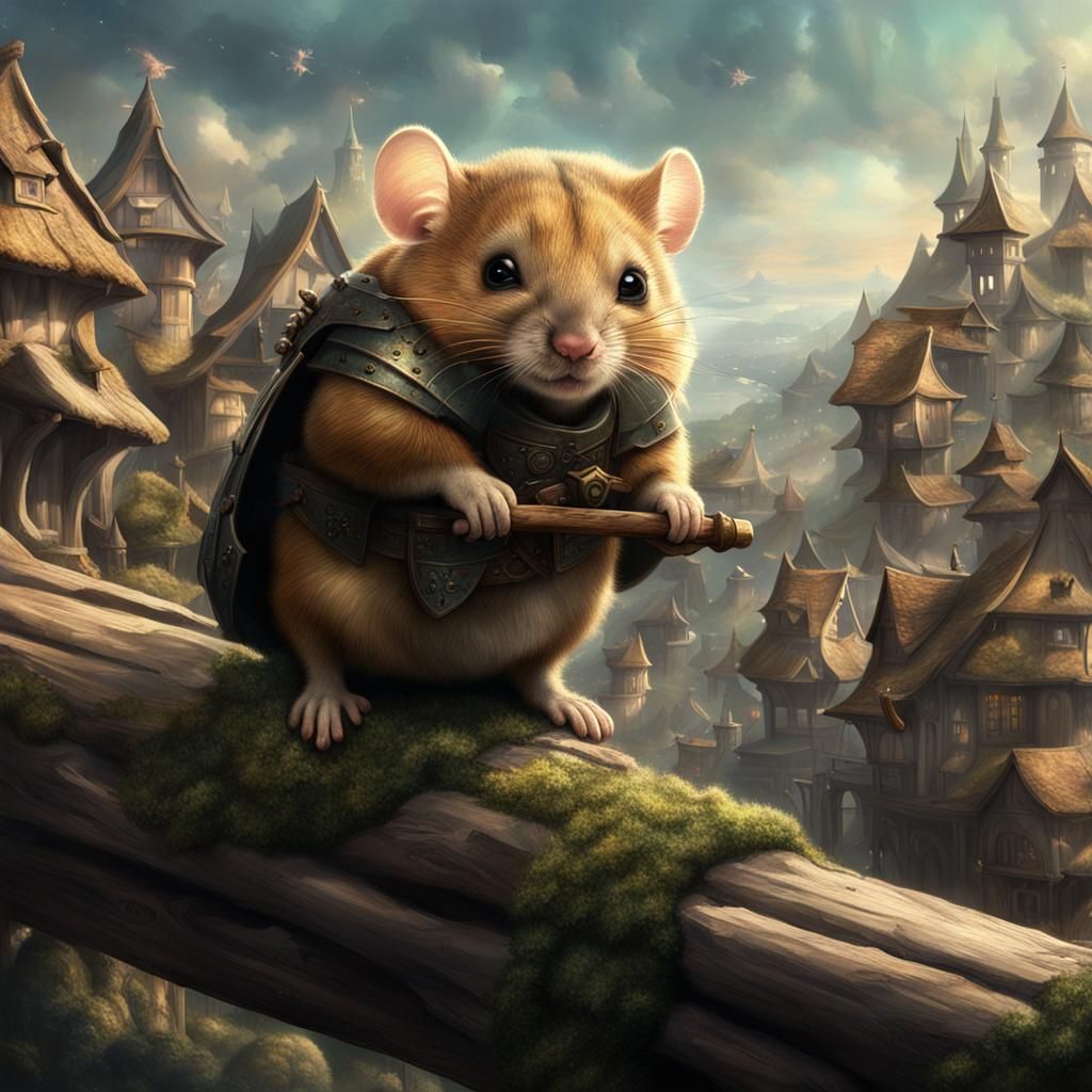 Dormouse warrior protecting a Little fairy town - AI Generated Artwork ...