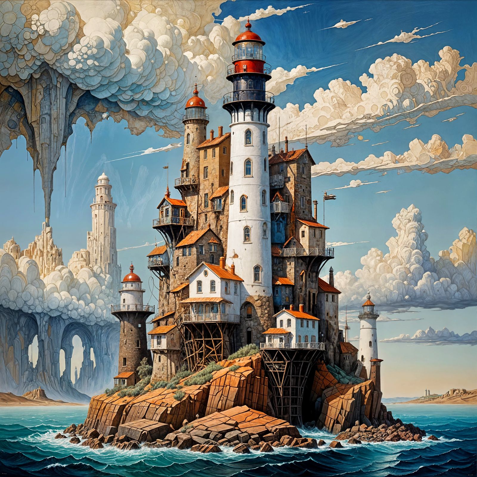 The Watchtower Series V4 - Surreal Lighthouse Convergence in...
