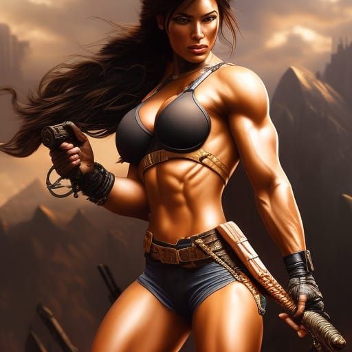 Strong Lara Croft - AI Generated Artwork - NightCafe Creator