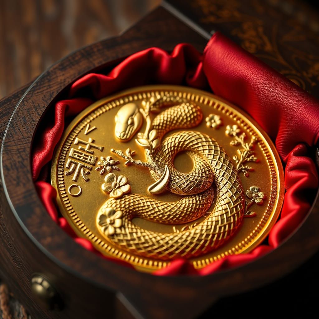 Year of the snake gold coin - Year of the snake gold coin