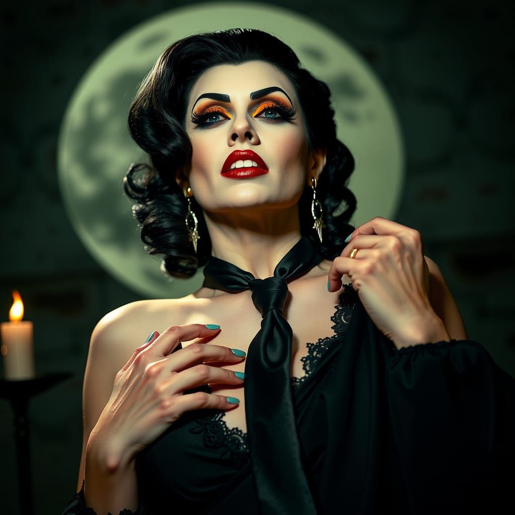 Vampira countess mature com presas grandes de vampira a mostra, Black ...