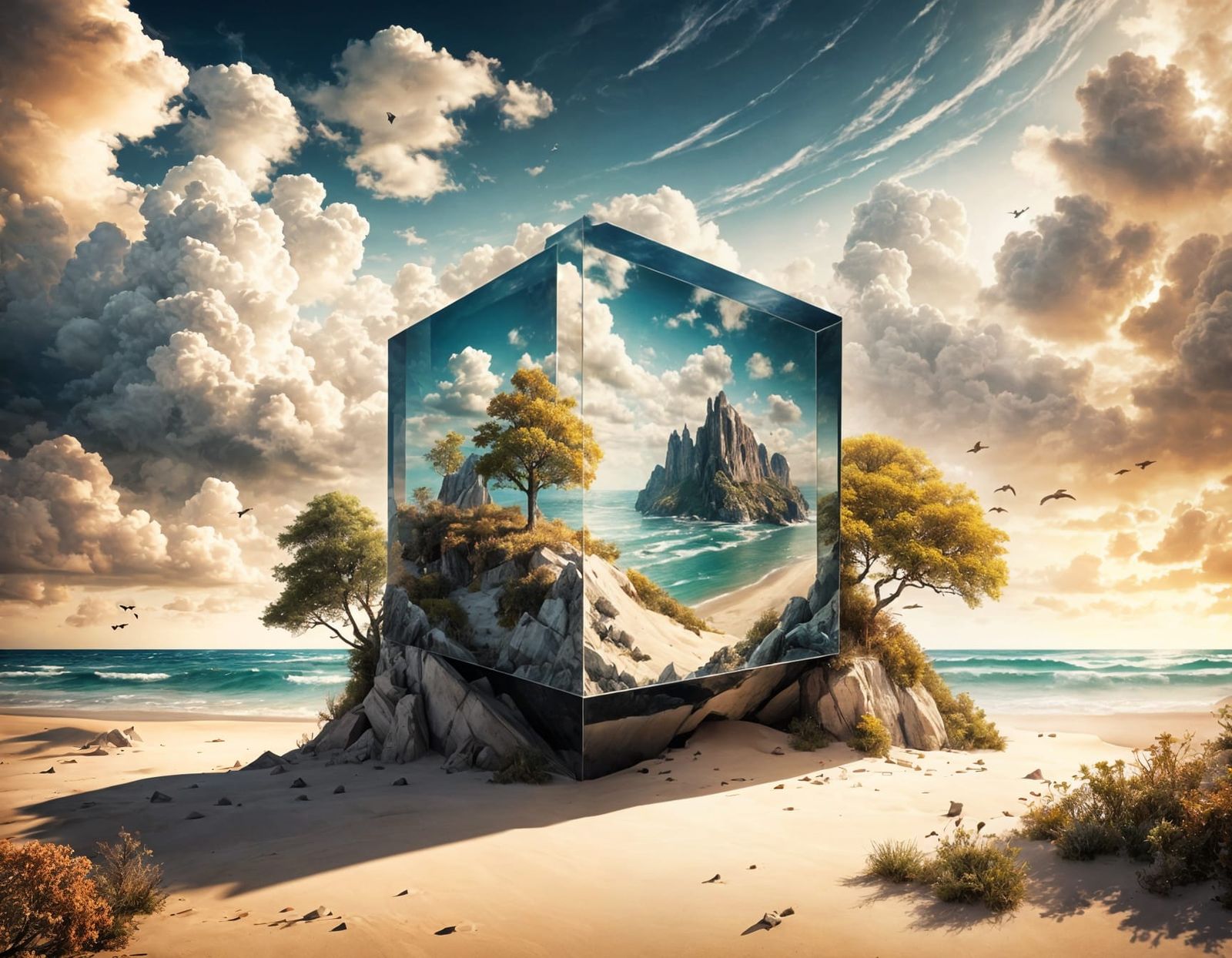 Beach Cube - Surreal Beachscape within a Cubic World of Wild...