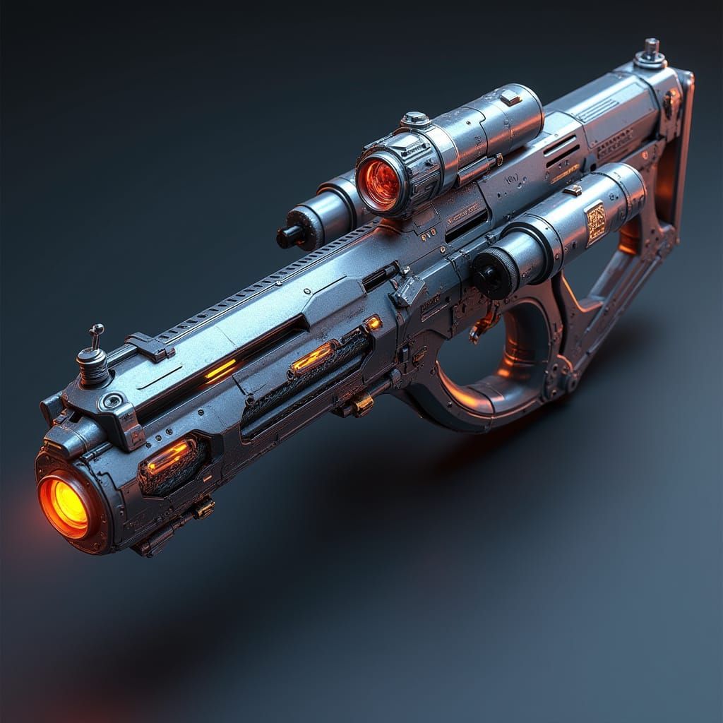 Cyberpunk Machine Gun with Missiles and Scope - AI Art