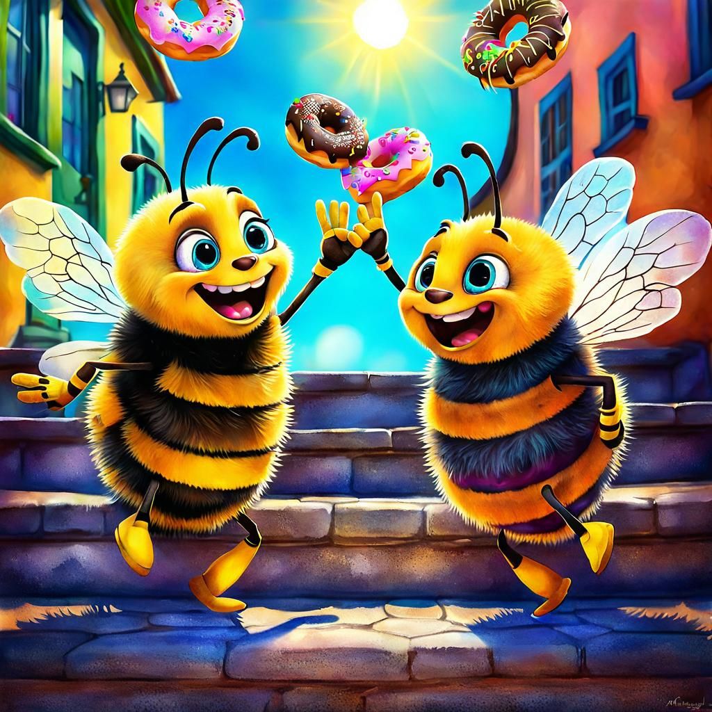 Happy Bees When Someone Drops Their Donuts - AI Generated Artwork ...