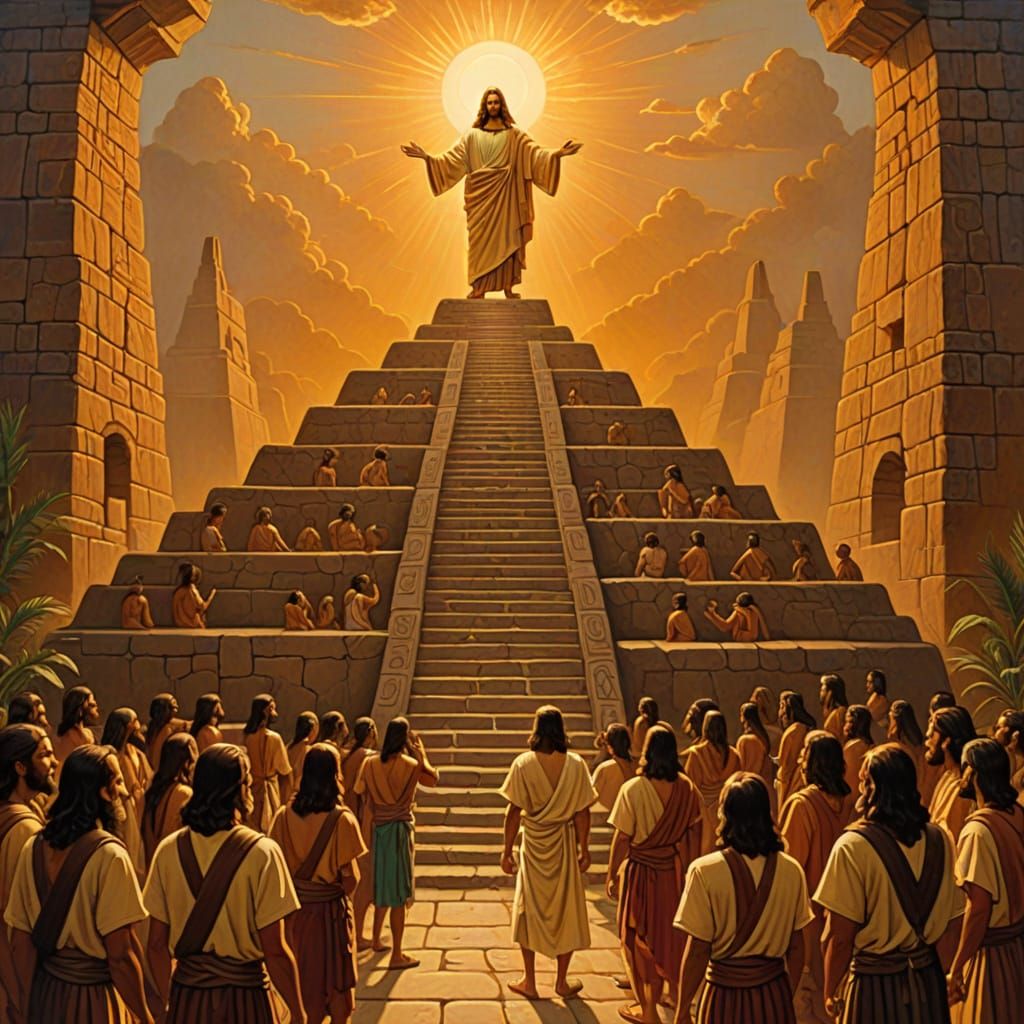 Jesus preaches to the Nephites and Lamenites (resembling Aztecs ...