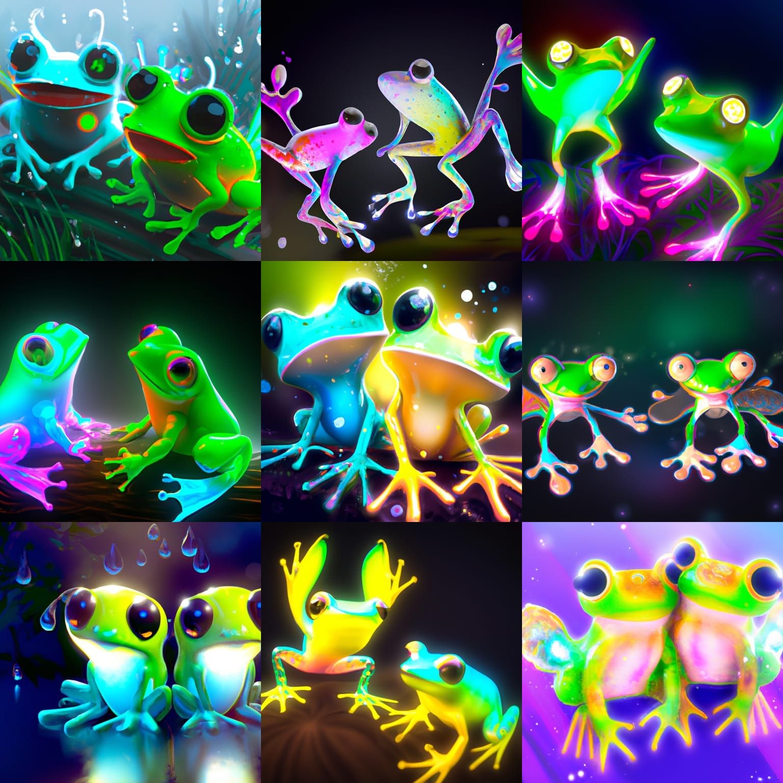 Neon frogs - AI Generated Artwork - NightCafe Creator