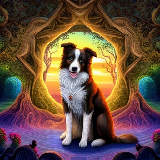 Border Collie magical tree of life - AI Generated Artwork - NightCafe Creator