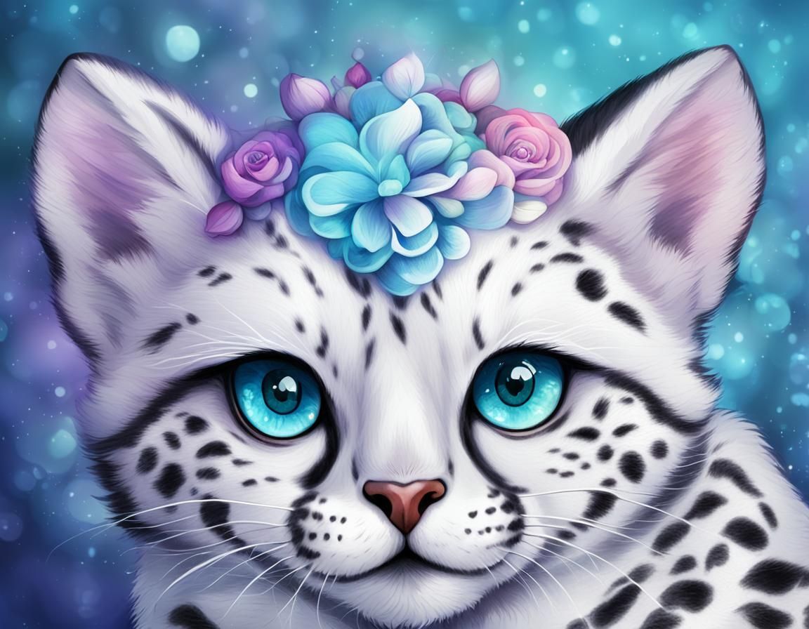Snow Leopard Whimsy - AI Generated Artwork - NightCafe Creator