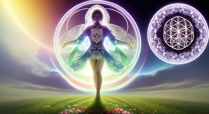 the magical flower of life connecting heaven and earth - AI Generated ...