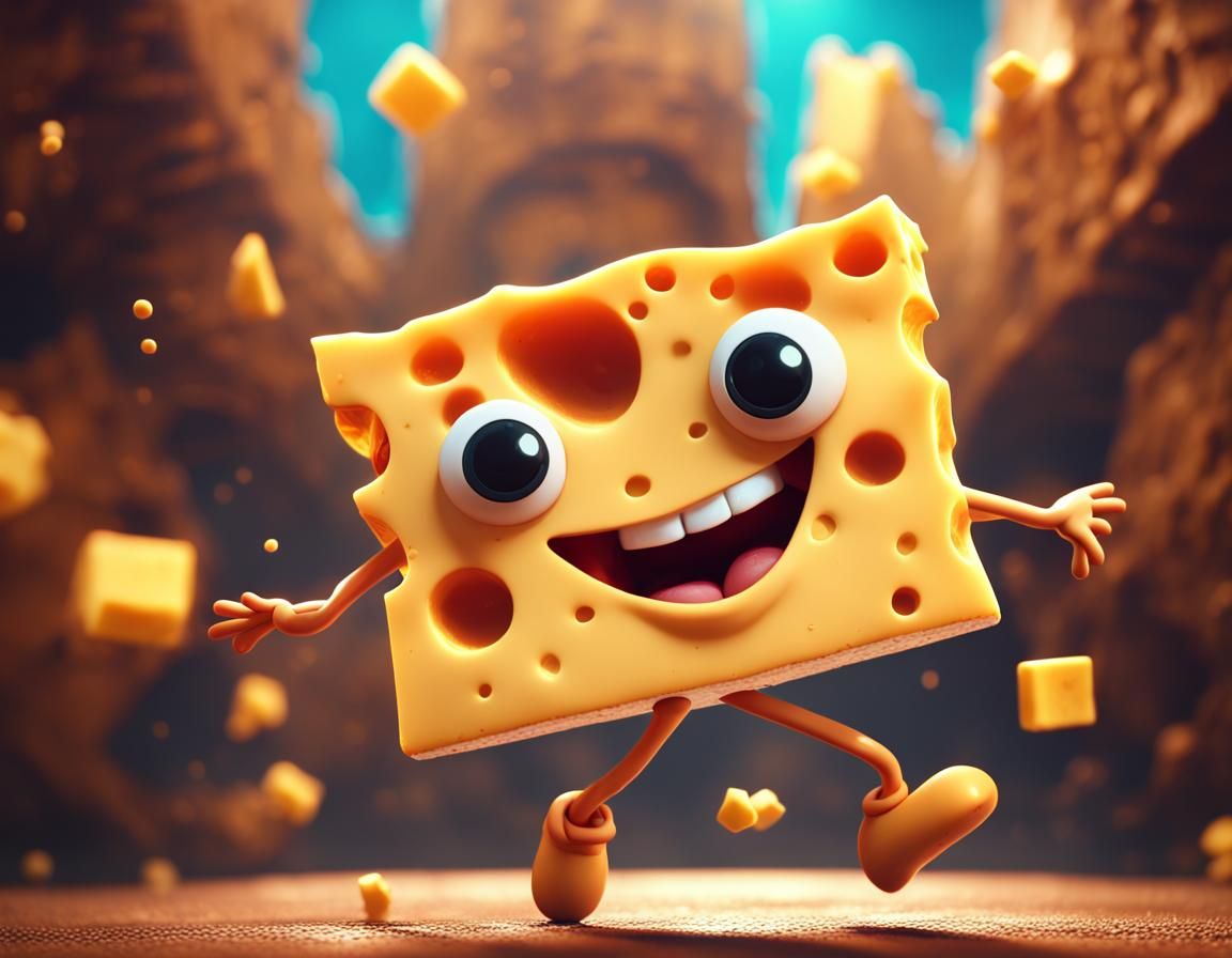 crazy cheese slice character dancing in cheesy world - AI Generated ...
