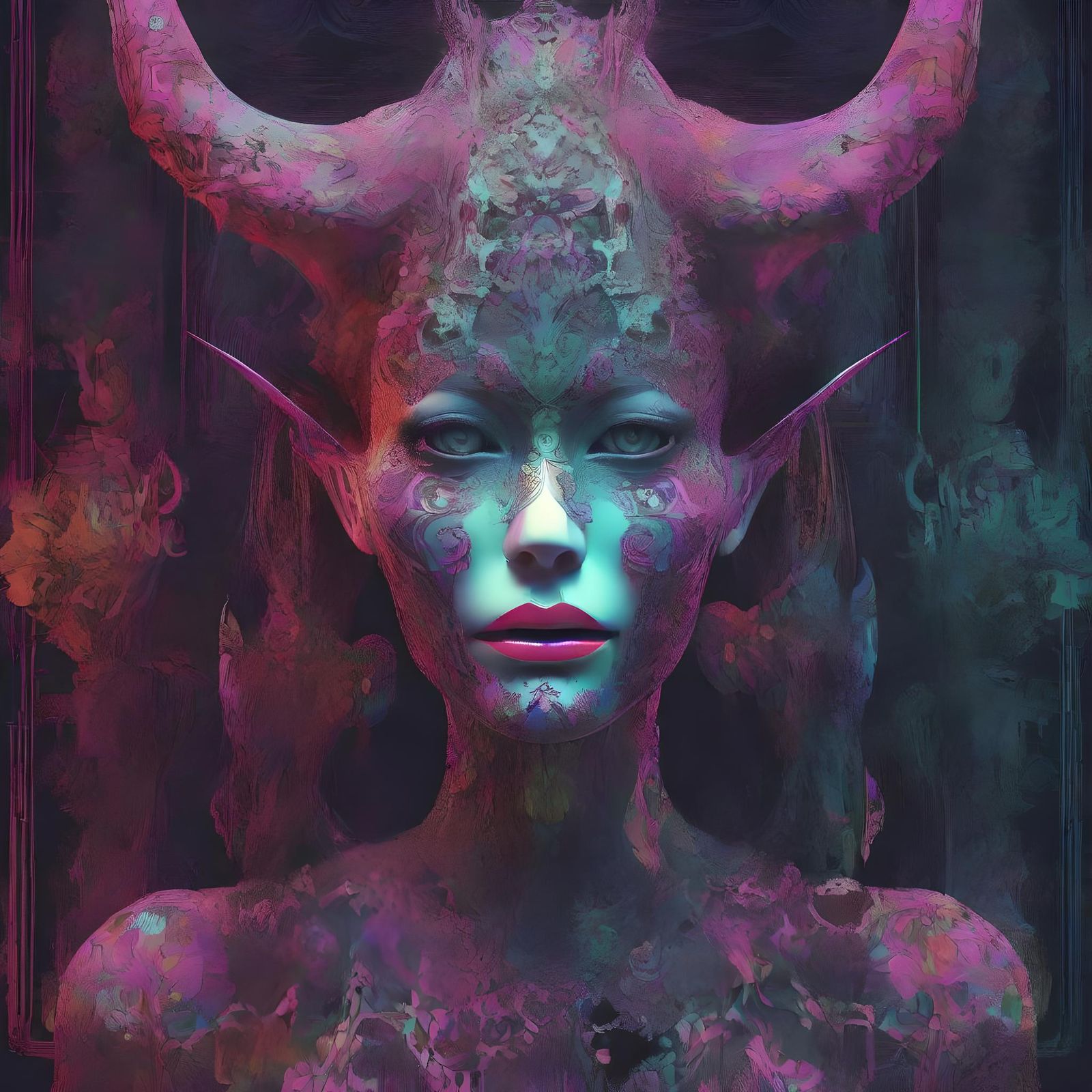 Beautiful Devil gothic art folk art mysterious colorful beautiful ...