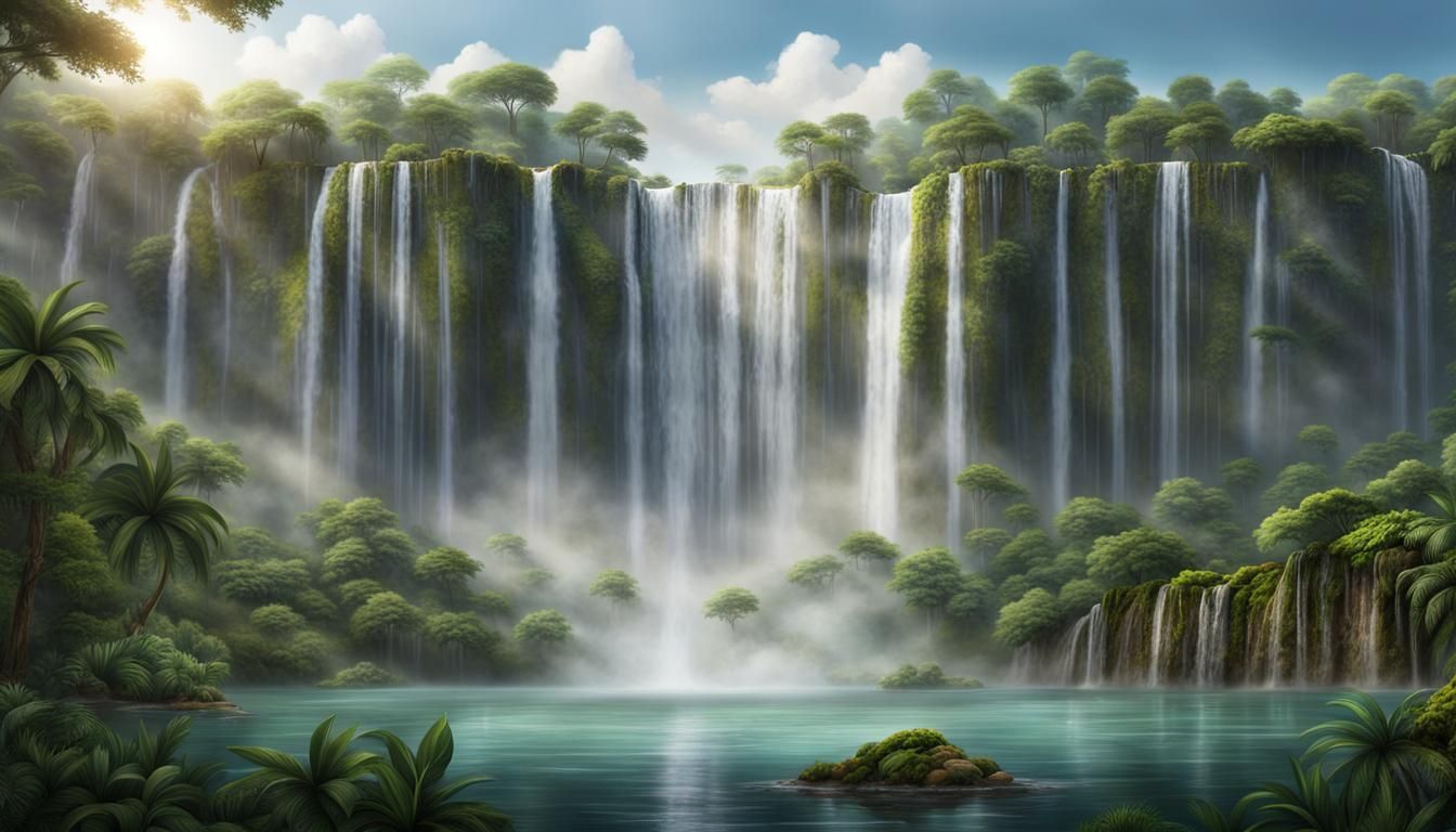 Waterfall - AI Generated Artwork - NightCafe Creator