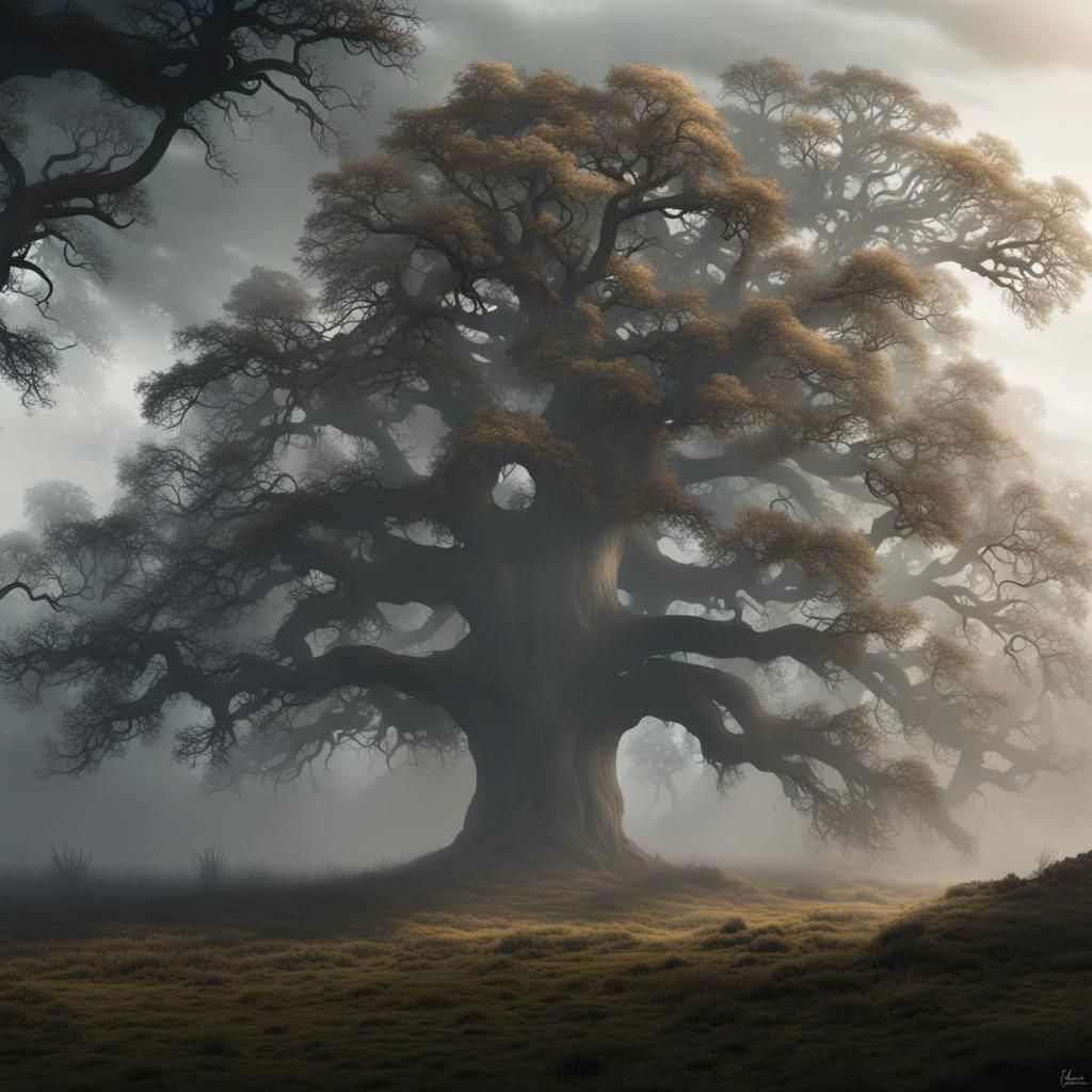 thickest fog shadowing a mighty oak - AI Generated Artwork - NightCafe ...