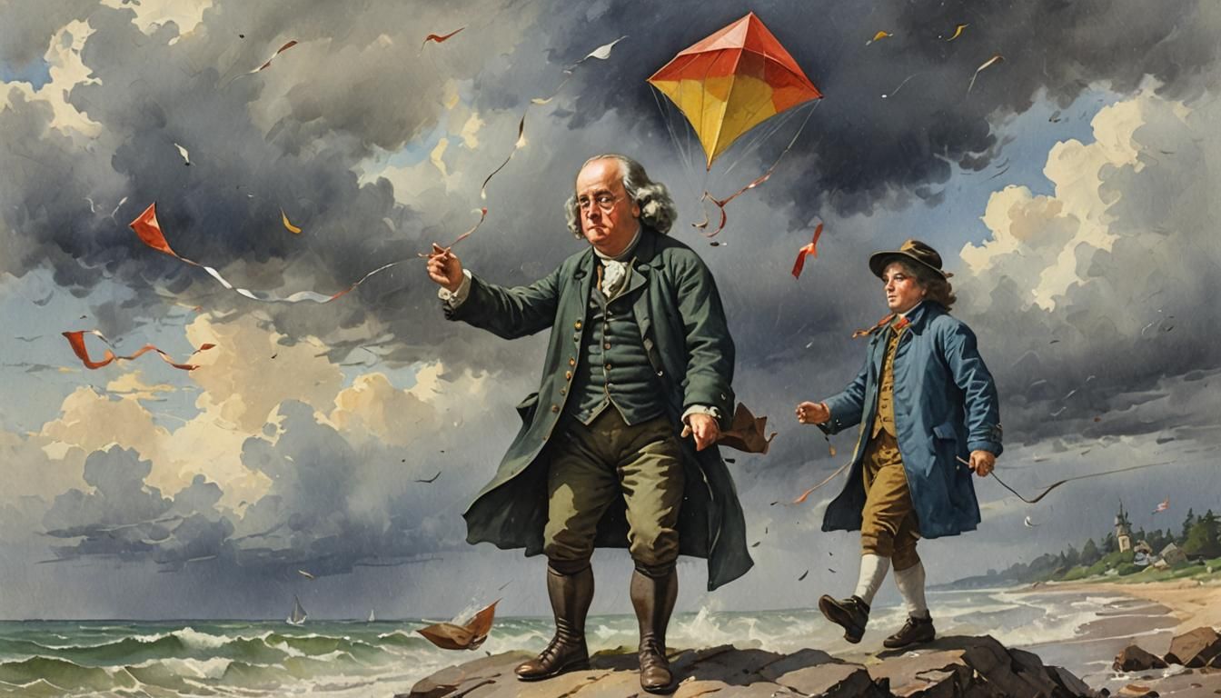 Benjamin Franklin Kite - AI Generated Artwork - NightCafe Creator
