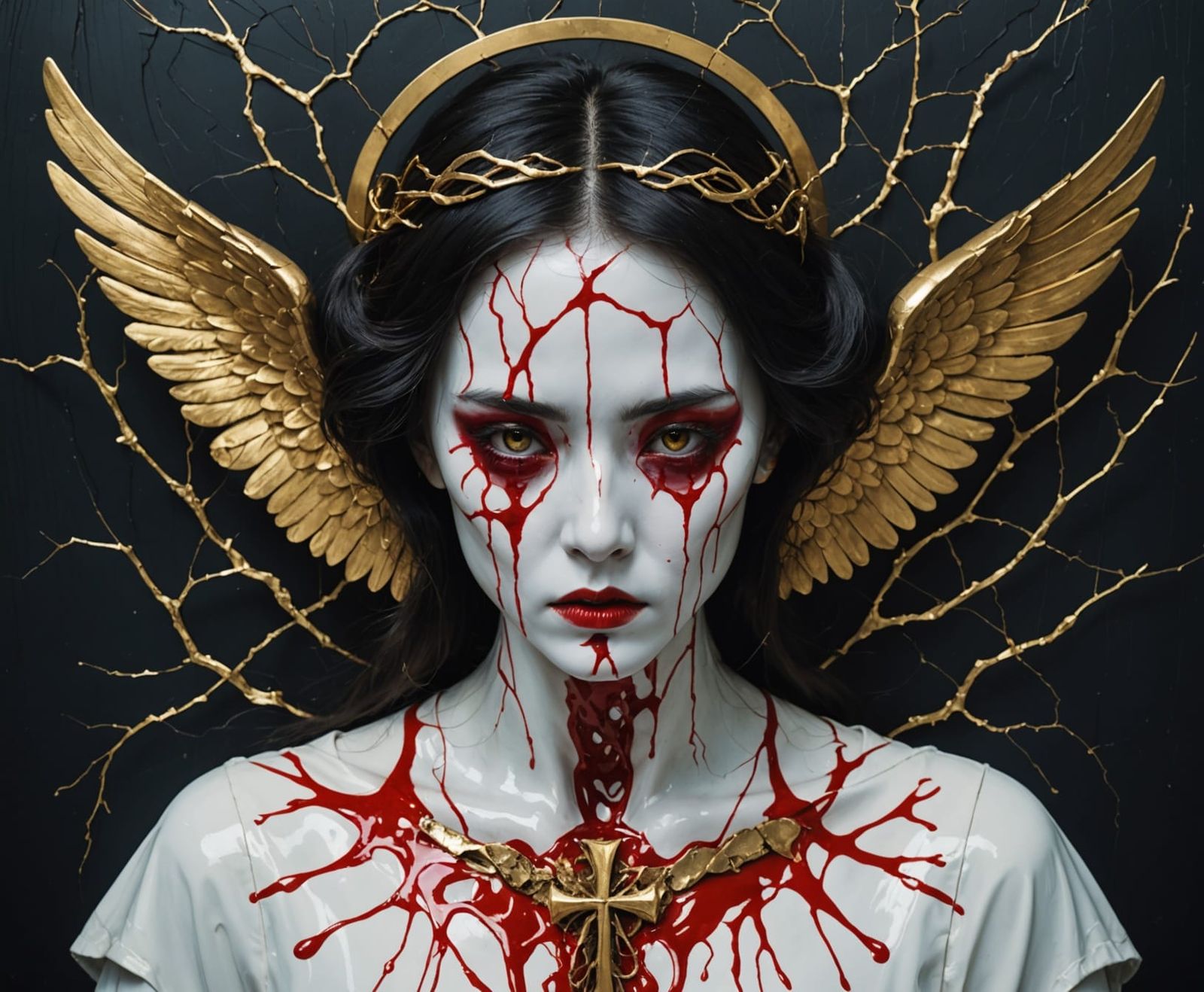 Bleeding Eyes angel kintsugi fear - Surreal Angel of Broken ...