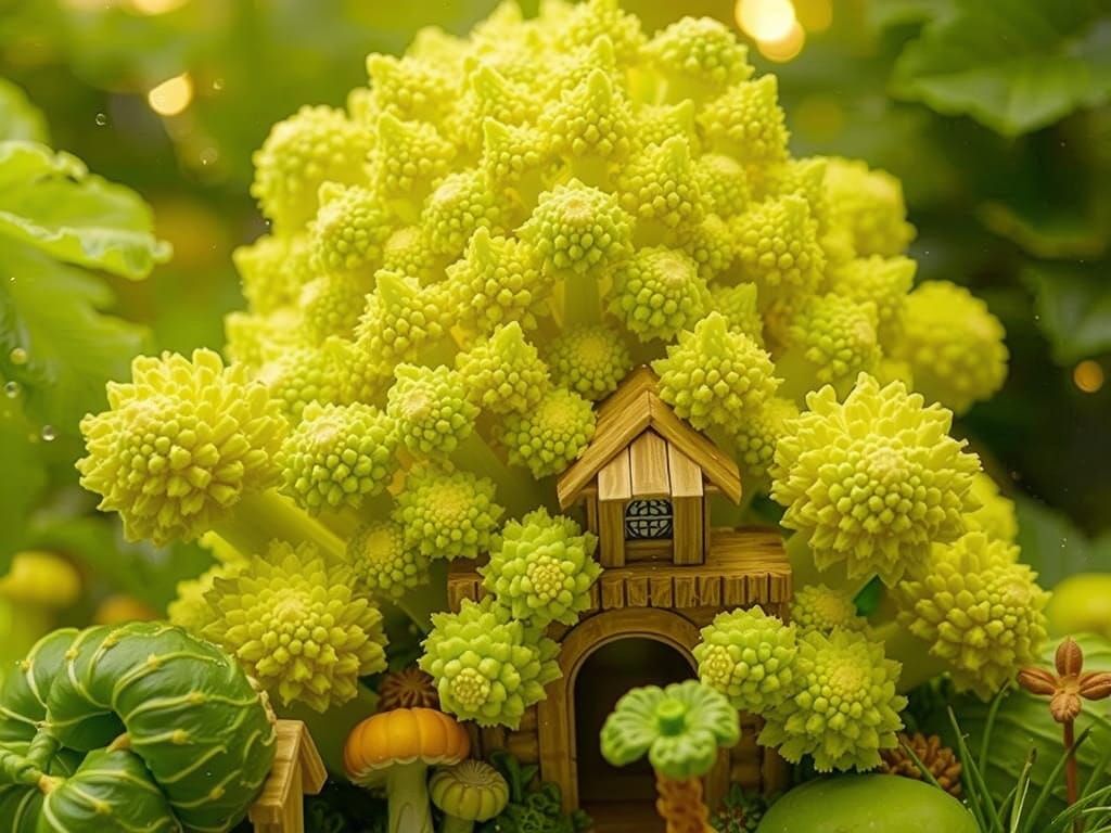 Whimsical Broccoli Cabin in a Fantastical Dreamsca... - AI Art