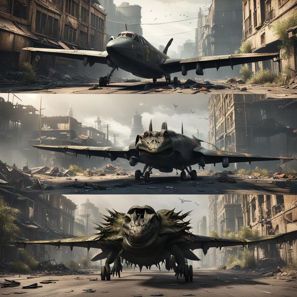 .. surrounded by scaly lizards... no, no, on the ground! Not the plane ...