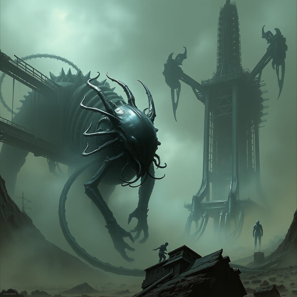 Ethereal Biomechanical Horror in Dark Futurism - AI Art